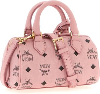 MCM Visetos Monogram Canvas Top Handle Bag - Pink