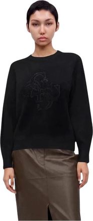 Guess Evelyn Triangle Logo Strickpullover - - Knitwear - Damen - Schwarzk - XL