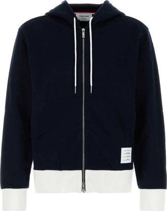 Thom Browne Loopback Jersey 4-Bar Zip Up Hoodie - - Sweatshirts & Hoodies - Herren - Blau - XS