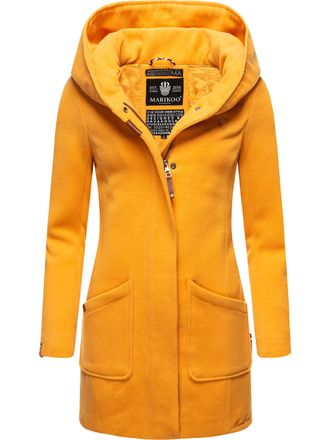 Marikoo Damen Mantel in Wollmantel-Optik warmer Trenchcoat mit Kapuze Maikoo Yellow Gr. XL