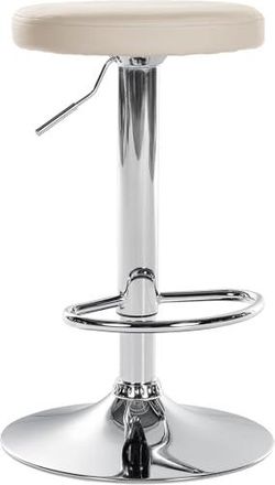 Clp Tabouret de Bar Ponte Similicuir I Chaise réglable en Hauteur, Couleur:crème, Couleur du Cadre:Chrome
