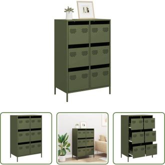 vidaXL vidaXL Schubladen - Highboard Olivgr&uuml;n 68x39x101,5 cm Stahl