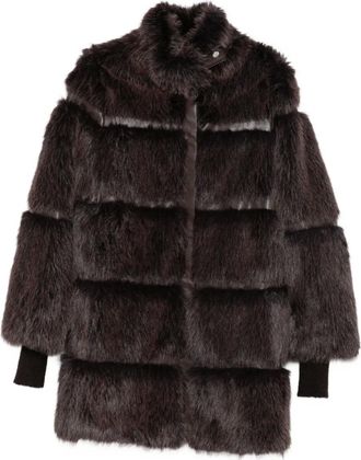 Patrizia Pepe veste en fourrure artificielle à coupe mi-longue - Marron