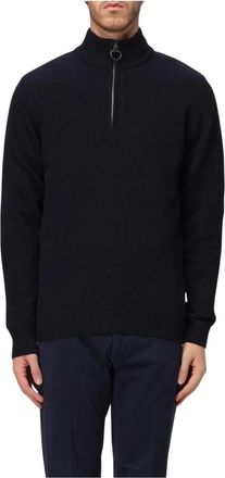 Barbour Homme, Pulls, Bleu, Taille: L Half Zip Knit Sweater
