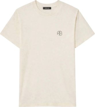 Anine Bing Femme, Tops, Beige, Taille: 40 FR Wagner Tee Soft Stencil
