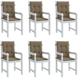 vidaXL Vidaxl - Coussins de chaise &agrave; dossier bas lot de 6 taupe m&eacute;lang&eacute; tissu