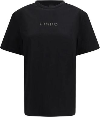 Pinko Pinko, Femme, Tops, Noir, Taille: 40 FR T-shirt classique en coton &agrave; col rond