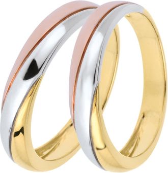 Edenly Trauringpaar Saturn Trilogie - Tricolor - 9 Karat Gold