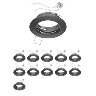 LEDs Com 12 St&uuml;ck Decken-Einbaurahmen FERE Einbaurahmen anthrazit matt (LED/Halogen/MR16/50mm) inkl. GU5.3 Fassung