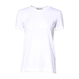 Dolce & Gabbana T-Shirt aus Baumwolle mit Logo-Details und Rundhalsausschnitt - - Tops - Damen - Wei&szlig; - 2XS