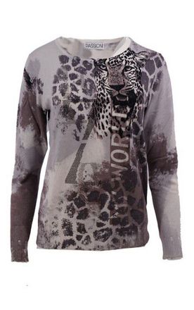 Passioni Strickpullover mit abstraktem Tiermuster