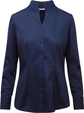 Seidensticker Femme, Blouses et Chemises, Bleu, Taille: 42 FR Kelchkragenbluse 1/1 Uni
