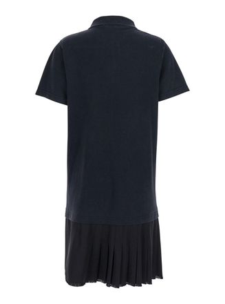 Balenciaga Womens Black Layered Dress With Polo Collar Cotton