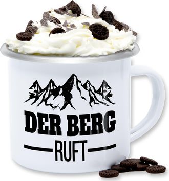Shirtracer Emaille Tasse Blechtasse - Statement Spr&uuml;che - Der Berg ruft I Wandern Geschenk Bergsteiger I Bergliebhaber - 300 ml - Wei&szlig; Silber - becher mit spruch