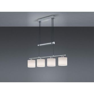 Trio Pendelleuchte garda 4-flammig Wei&szlig; h&ouml;henverstellbar mit Stoffschirmen, b: 77cm