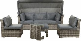 Beliani Lounge Set mit Tisch 6-Sitzer CORTE modular Polyrattan Dunkelbraun