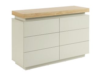 Vente-Unique Kommode mit 6 Schubladen & LEDs - MDF lackiert - Natur und Beige - Halo