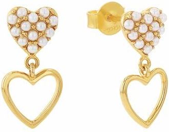 Amor Cupidon boucles doreilles Boucles doreilles en argent sterling 925 Boucles doreilles pour femmes, avec perle de verre, 1,8 cm, or, coeur, livré dans u