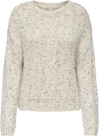 Only Damen Onlwinter Ls Sequins O-Neck KNT, Egret, S