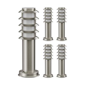 LEDs Com 5 St&uuml;ck Wegelicht/Pollerleuchte PORU f&uuml;r au&szlig;en, IP44, Gitter, 39 cm, edelstahl, 1x E27 max. 40W
