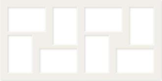 Photolini Passepartout 30x60 aussen Creme-Weiß für 8X Passepartout 10x15 innen, alterungsbeständig & säurefrei 1,5 mm Schrägschnitt - Passepartoutrahmen mit Meh