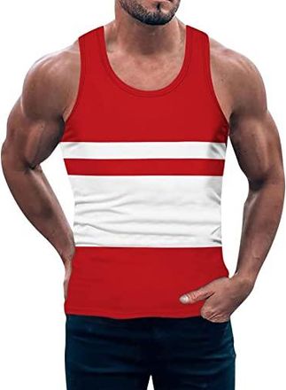 Generic D&eacute;bardeurs ray&eacute;s sans manches pour hommes d&eacute;t&eacute; &agrave; rayures d&eacute;contract&eacute;es haut de plage &eacute;l&eacute;gant sport sans manches chemise de plage haut d&eacute;bardeur ample 