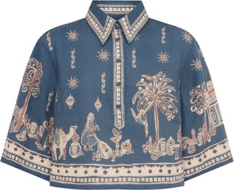 Alemais Femme, Blouses et Chemises, Bleu, Taille: 38 FR Acacia Cropped Shirt