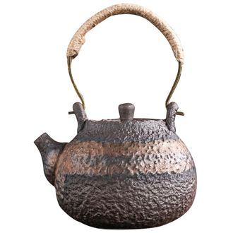 Garneck Vintage Keramik Teekanne 220ml mit Metallb&uuml;gel Hitzebest&auml;ndig und Integriertem Sieb Traditionelles Teegeschirr f&uuml;r Haushalt und Teeliebhaber