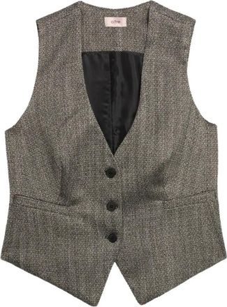 Oltre Femme, Vestes, Gris, Taille: 44 FR Gilet de costume en flanelle &agrave; rayures
