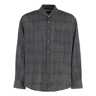 Our Legacy Homme, Chemises, Gris, Taille: S Chemise en M&eacute;lange de Coton &agrave; Carreaux avec Poche Poitrine