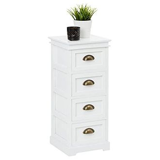 IDIMEX Chiffonnier LANDHAUS Commode 4 tiroirs en Bois de Paulownia Style Shabby Chic Vintage Classique Blanc