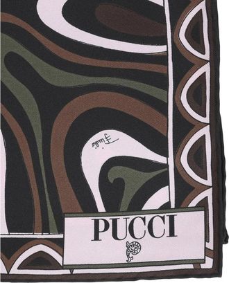 Emilio Pucci Geometric & Striped Silk Scarf - Black