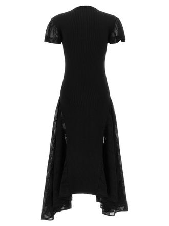 Lanvin Silk Blend Ribbed Dress - Black