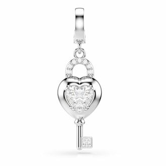 Swarovski Idyllia Charm, Verschiedene Schliffe, Herz mit Schl&uuml;ssel, Wei&szlig;, Rhodiniert