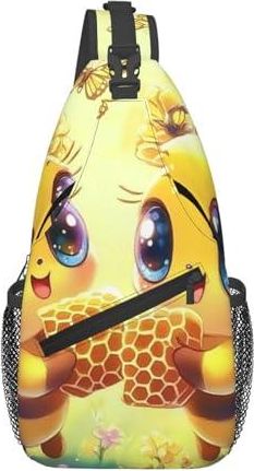 Generic Sac &agrave; dos &agrave; bandouli&egrave;re motif abeilles avec fleurs et nid dabeille pour homme