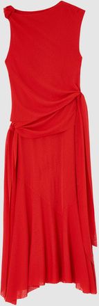Ganni Robe Marl Mesh Draped Knot Goji Berry