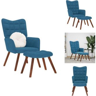 vidaXL Relaxsessel mit Hocker Blau Samt - Entspannungsstuhl Mit Hocker - Entspannungsst&uuml;hle Mit Hockern - Sessel - Relaxsessel