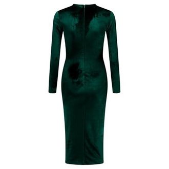 Generic Robe de Soiree Femme Chic et Glamour Longue Manche Col en V Robe Cocktail Fete Moulante Velours Hiver Fendue Vintage Tenue Fete Mi Longue