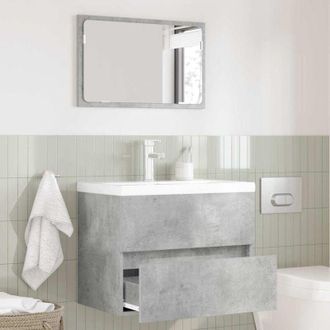 vidaXL vidaXL Ensemble de mobilier de salle de bain avec tiroir Gris b&eacute;ton
