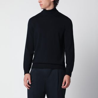 Drumohr Rollkragenpullover aus Wolle in Marineblau