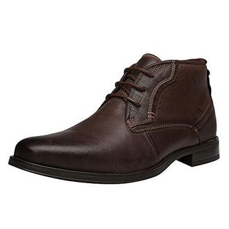 Rismart Homme Cheville Haute Rond Orteil Populaire Cuir Chukka Bottes et Boots SN01745(Marron,43 EU)