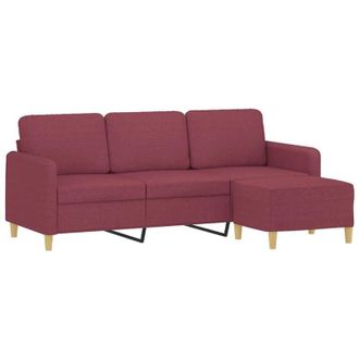 vidaXL 3-Sitzer-Sofa mit Hocker Weinrot 180 cm Stoff Vidaxl