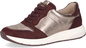 Caprice Caprice Damen Sneaker flach aus Leder mit Schnürsenkeln, Rot (Bordeaux Comb), 39 EU