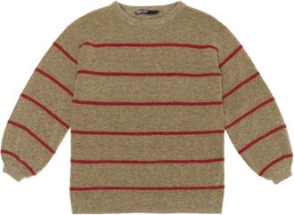 Bimba & Lola pull rayé à manches bouffantes - Marron