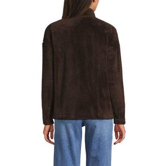 Lands End Pl&uuml;schfleece-Jacke, Damen, Gr&ouml;&szlig;e:44-46 regular, Braun, Polyester, by Lands End