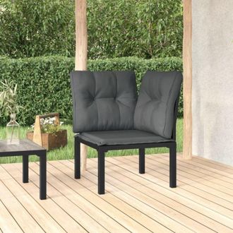 vidaXL Garten-Eckstuhl mit Kissen Schwarz und Grau Poly Rattan Vidaxl