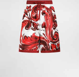 Dolce & Gabbana Bermuda-shorts Vanity Aus Seidentwill Mit Majolika-print - Mann Hosen Und Shorts Multicolor 54