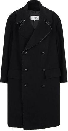 Maison Margiela Manteau en laine &agrave; bords francs - Femme - Manteaux - Noir - Taille: 36 FR