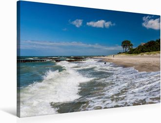 Calvendo Premium Textil-Leinwand 75 x 50 cm Quer-Format Strand von Ahrenshoop | Wandbild, HD-Bild auf Keilrahmen, Fertigbild auf hochwertigem Vlies, Leinwanddr