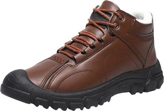 Generic Chaussures dhiver Homme en Cuir Montante Chaussures de Randonnée Doublure Chaude Peluche Baskets De Sport Rétro Grande Taille Plates Semelle Antidérap